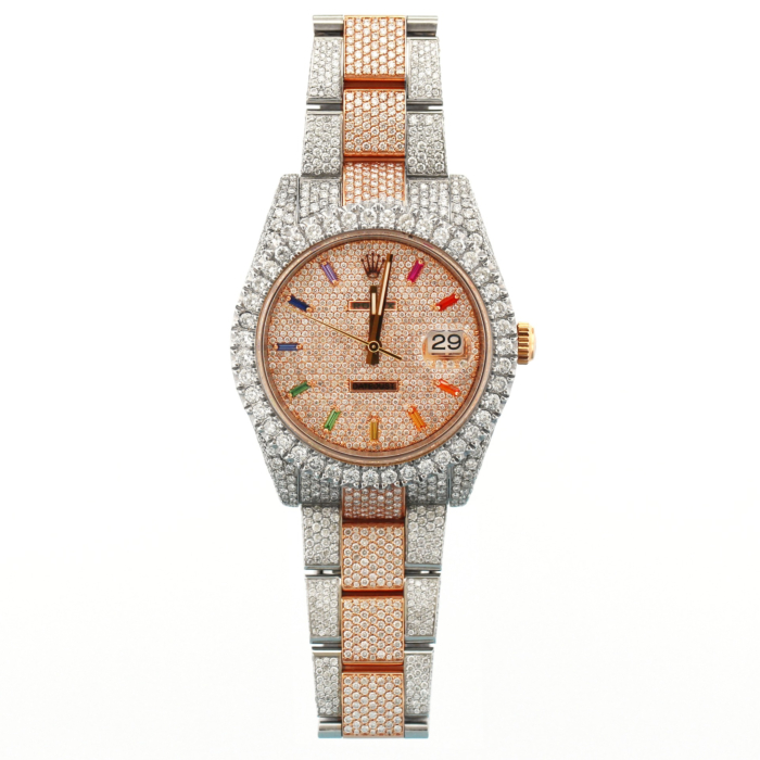 Rolex Two Tone 18k Rose Gold Diamond and Rainbow Sapphire 3 carat Bezel ...
